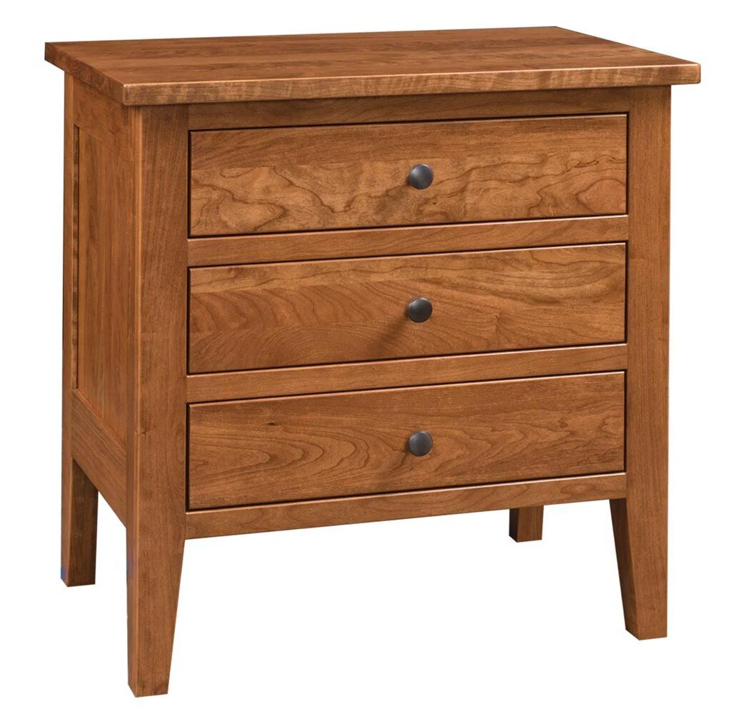 Solid Wood 3-Drawer Night Stand | Amish Bedroom Furniture