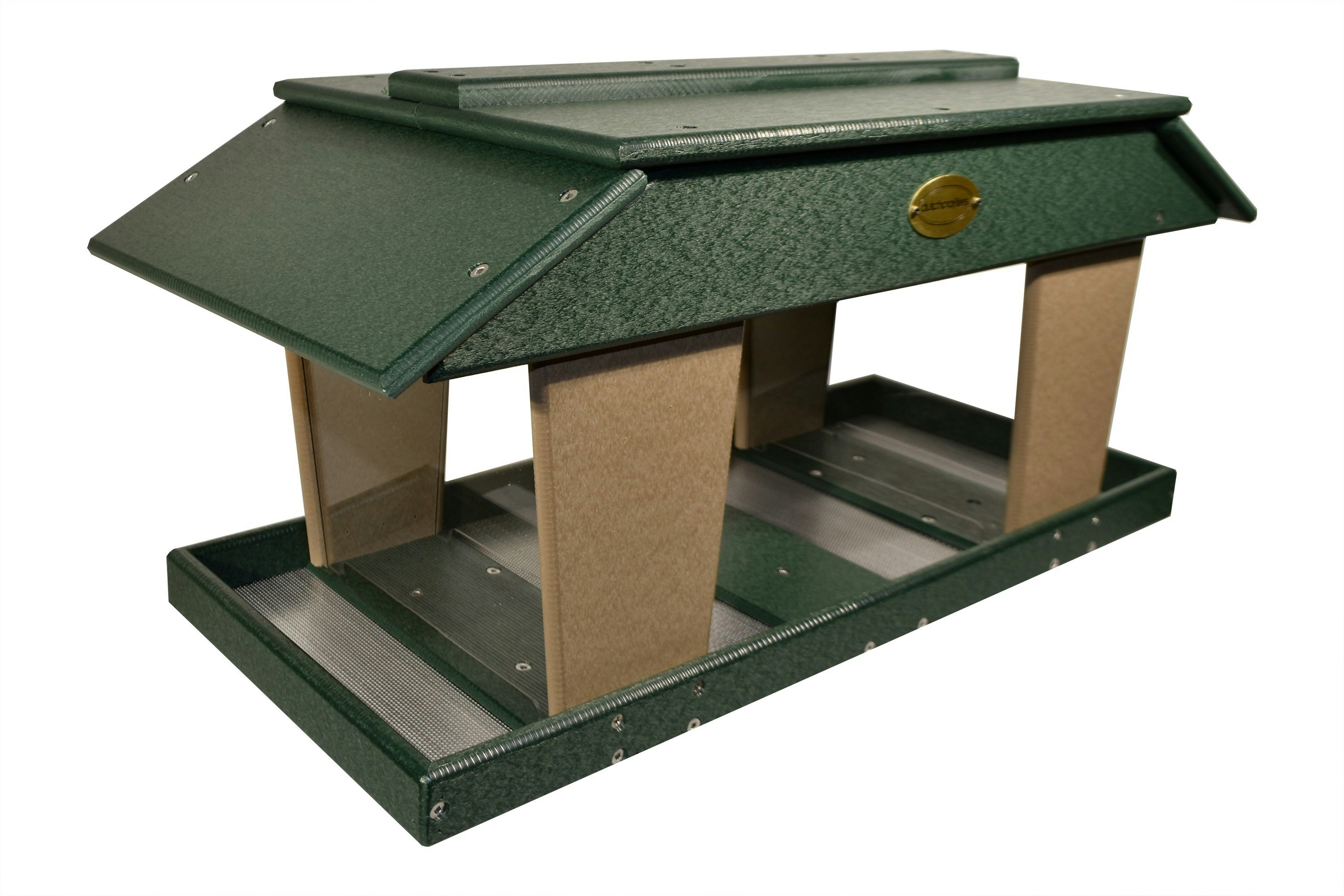 Poly Post Mount Double Deluxe Tray Bird Feeder from DutchCrafters