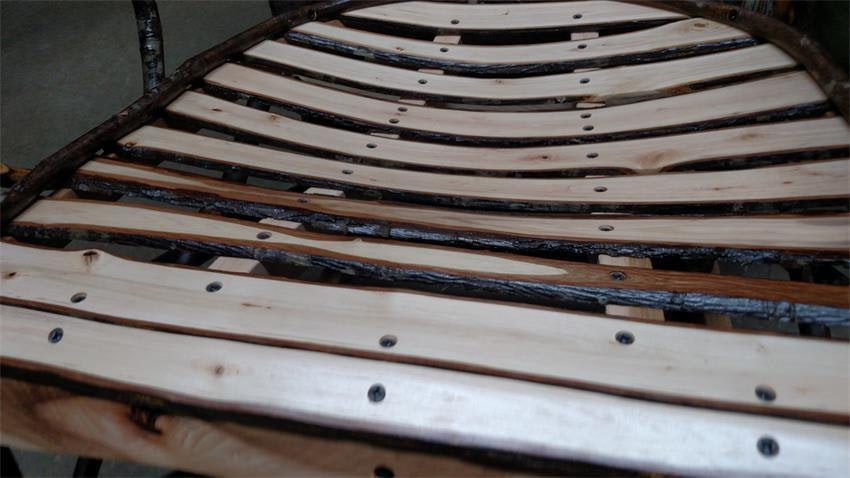 Rustic Hickory Rocking Chair with Live Edge Back | DutchCrafters