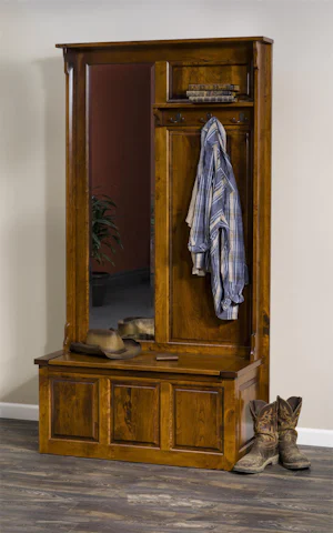 Solid Oak Entryway Hall Tree with Shelf | DutchCrafters