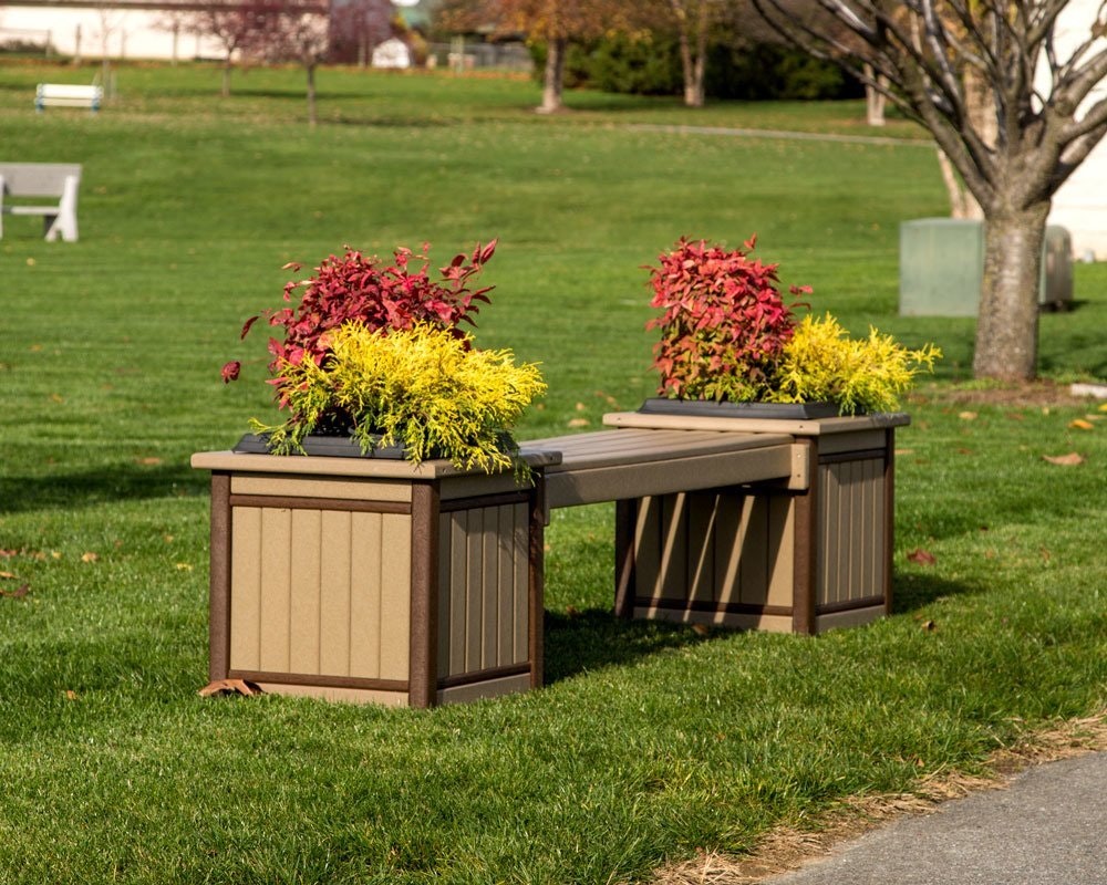 Poly 7' Garden Park Bench with Planter Boxes | DutchCrafters
