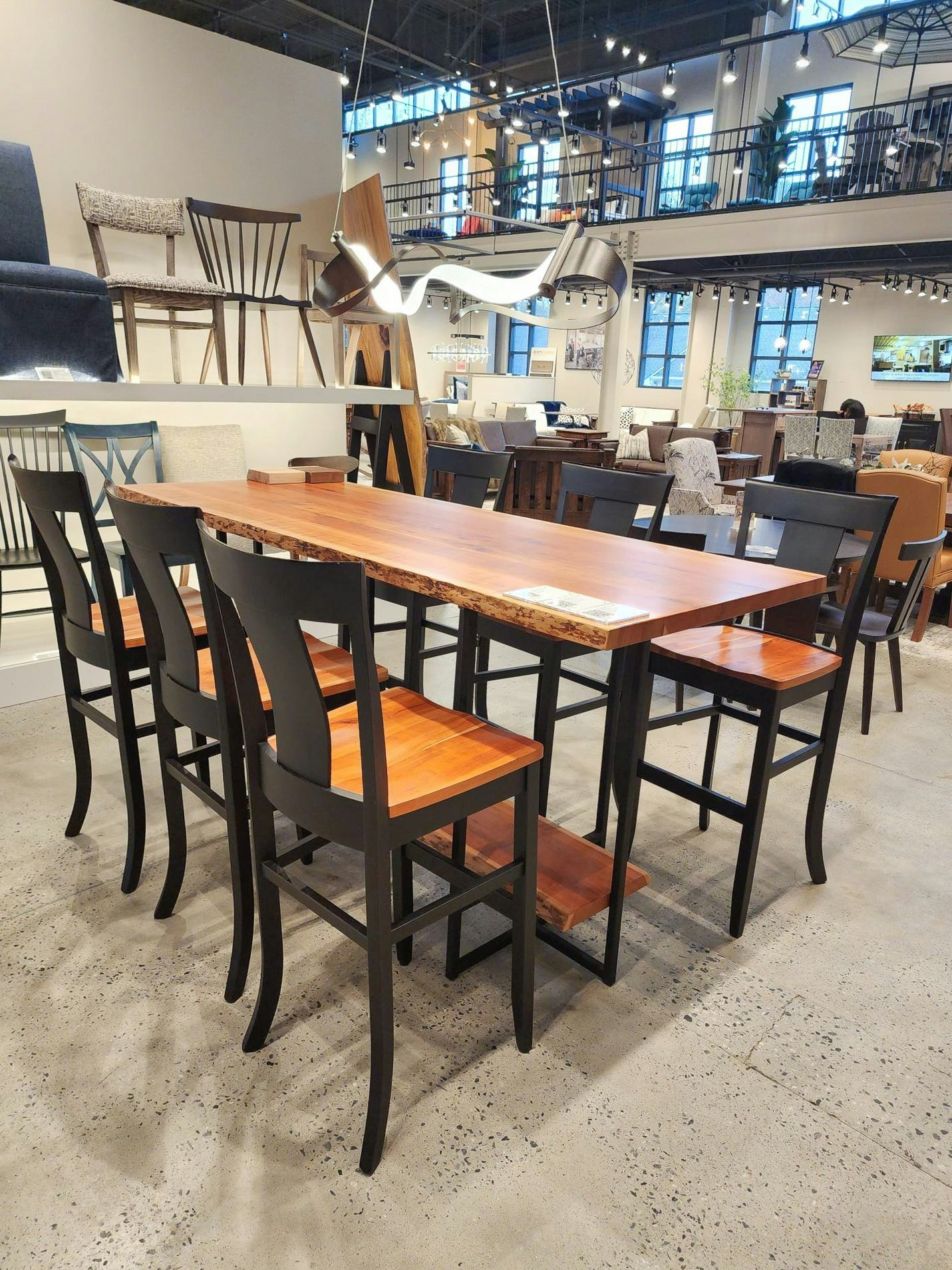 Planked Live Edge Bar Table with Steel T Base from DutchCrafters