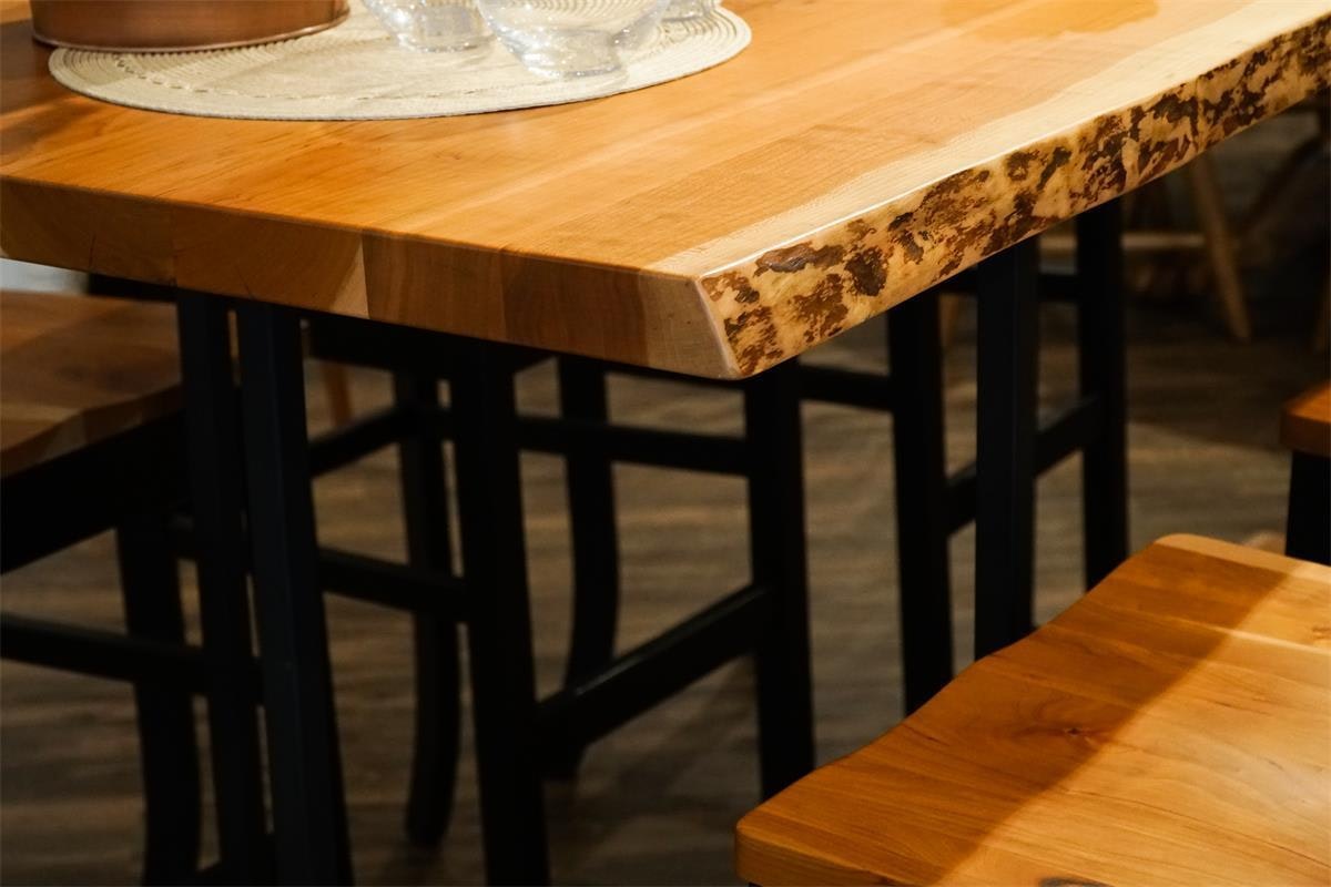 Planked Live Edge Bar Table with Steel T Base from DutchCrafters