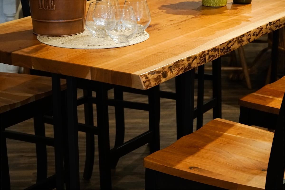 Planked Live Edge Bar Table with Steel T Base from DutchCrafters