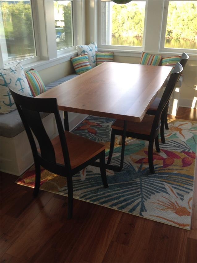 Planked Live Edge Bar Table with Steel T Base from DutchCrafters