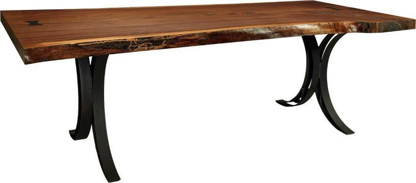 Live Edge 42" Wide Dining Table with Metal Base from DutchCrafters
