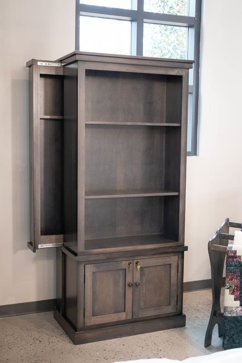 Cambridge Bookcase with Hidden Gun Cabinet From Dutchcrafters
