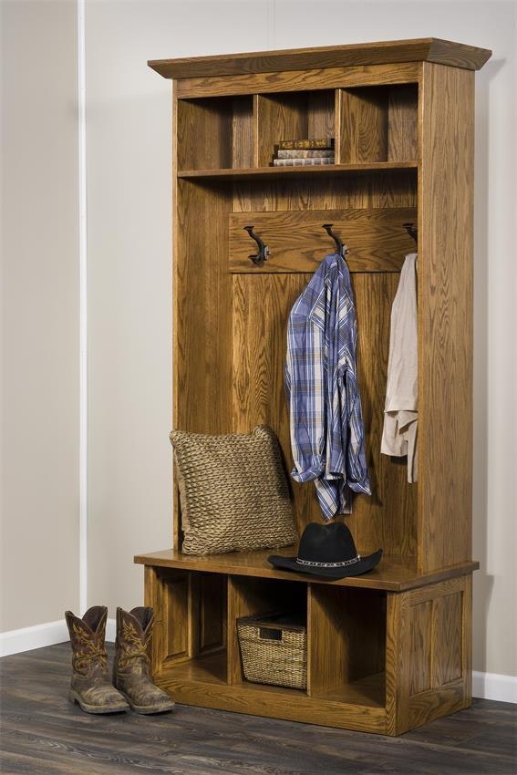 Solid Wood 40" Entryway Hall Tree from DutchCrafters Amish Furniture