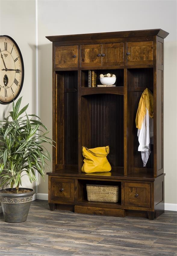 56" Entryway Hall Tree Bench from DutchCrafters Amish Furniture