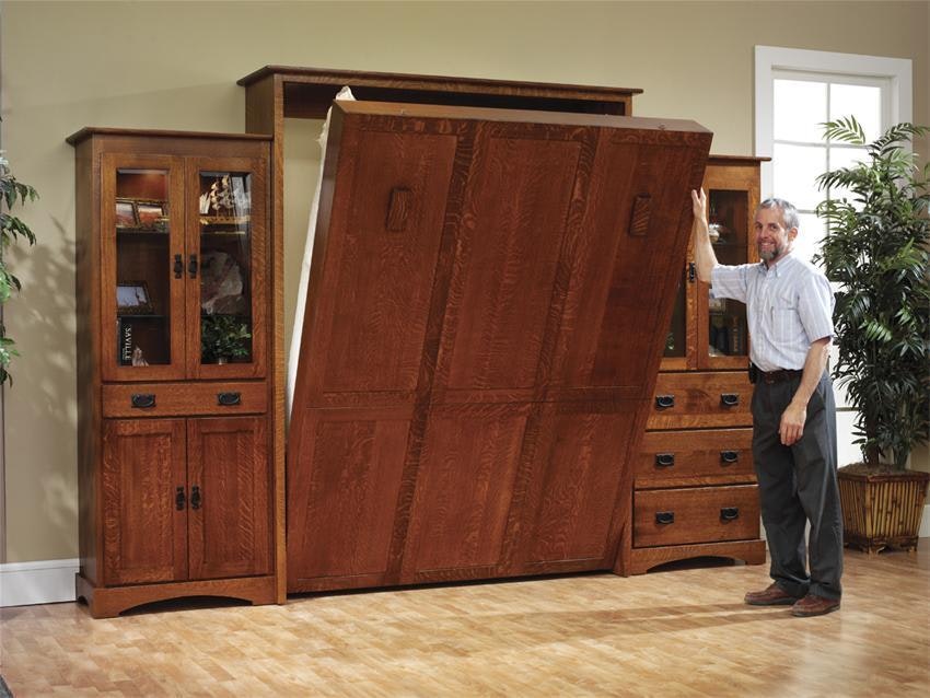 Solid Wood Amish Murphy Bed - Comfortable & Durable - Mission Style
