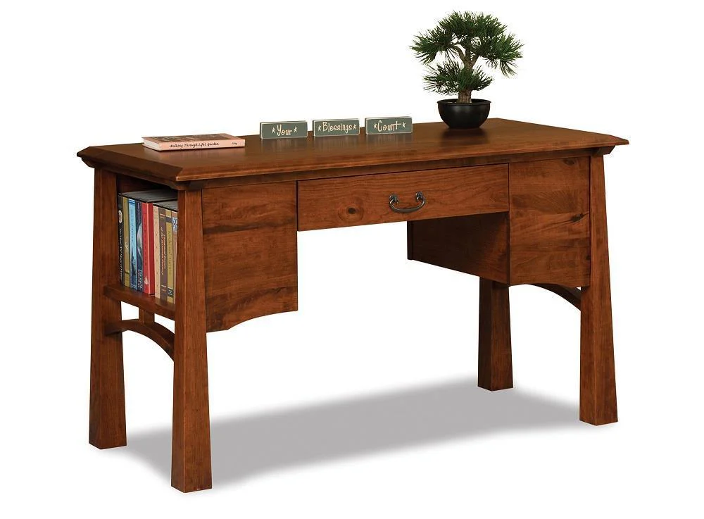 Writing Desk with Open Side Shelves from DutchCrafters Amish Furniture