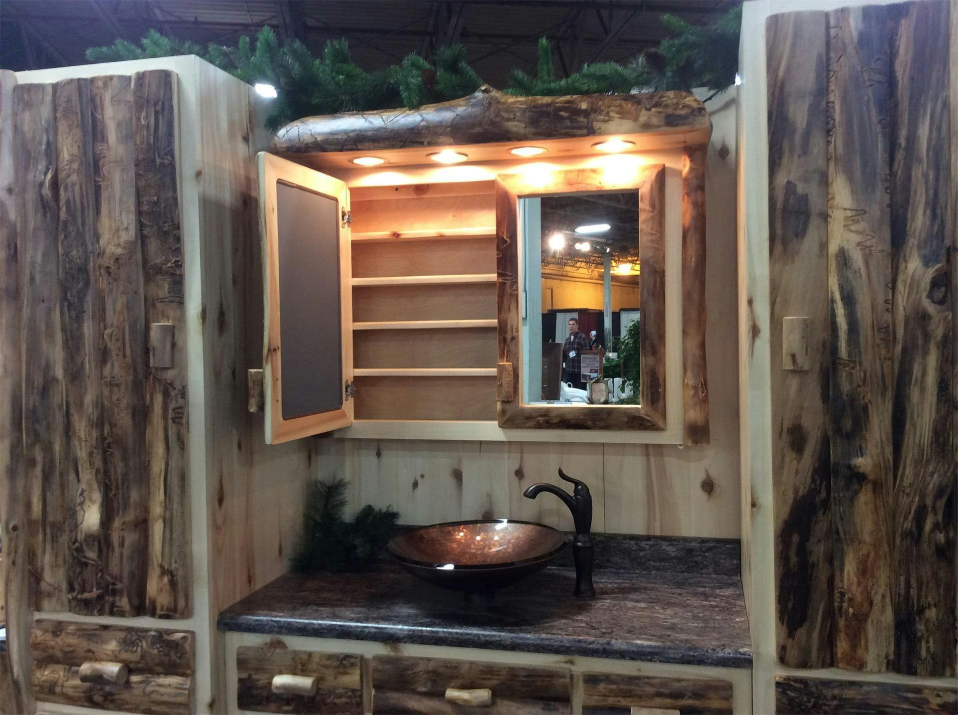 Rustic Log Cabin Bathroom Cabinet Set | Amish Made | DutchCrafters