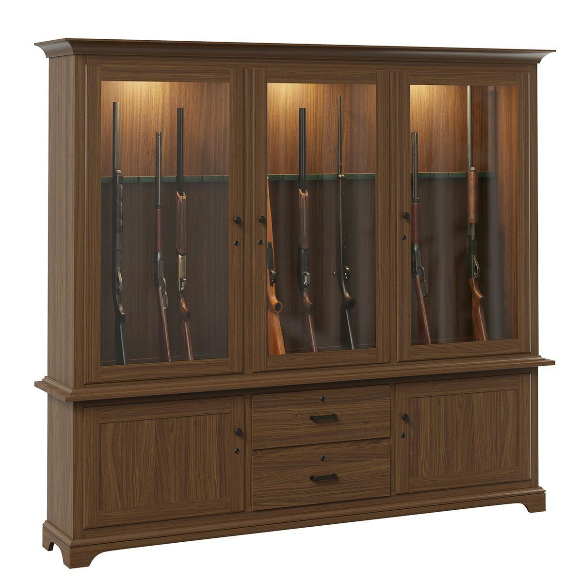 American Heartland Solid Wood 20 Gun Cabinet with Drawers