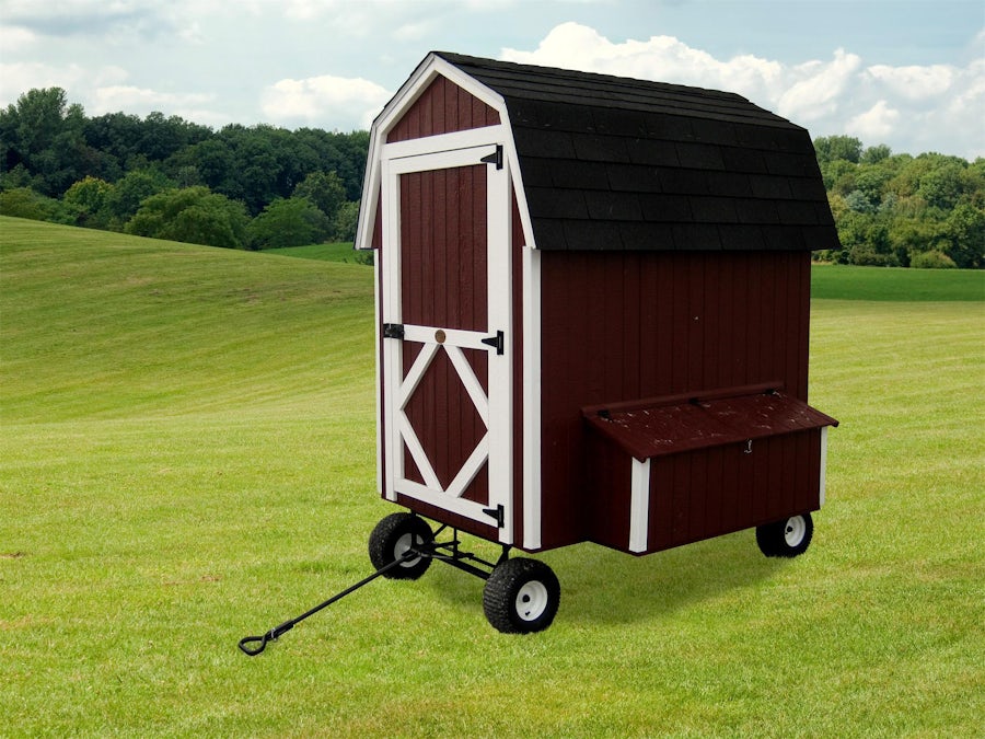 Gambrel Barn Movable Chicken Coop with Wheels From DutchCrafters