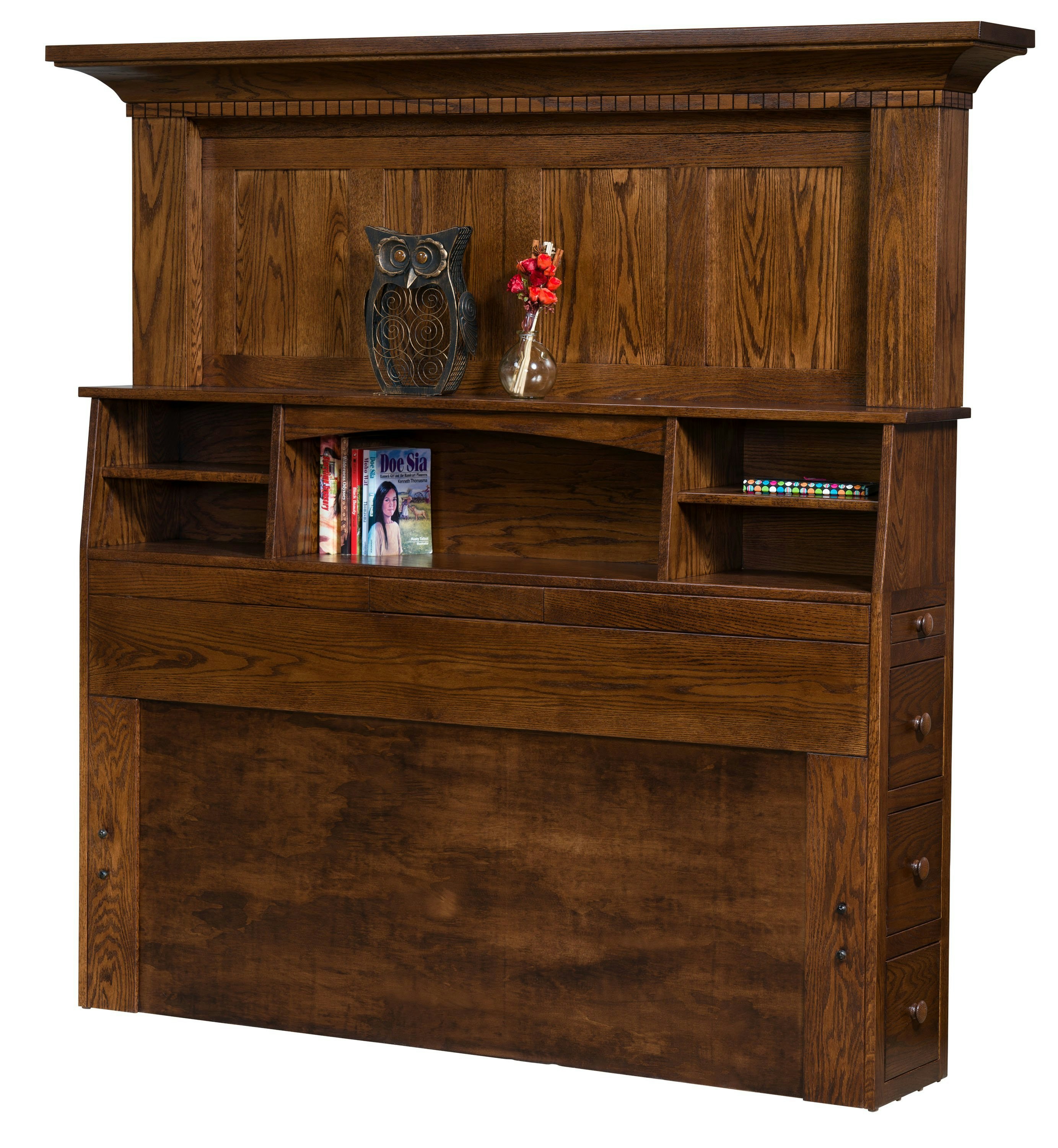 Tall Bookcase Platform Bed with Storage from DutchCrafters Amish