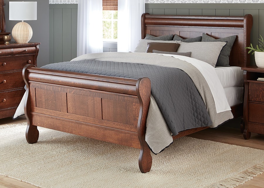 Elegant Traditional Sleigh Bed Solid Wood | DutchCrafters