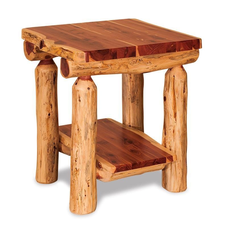 Rustic Log Bedside Nightstand with Hidden Drawer | Amish Made