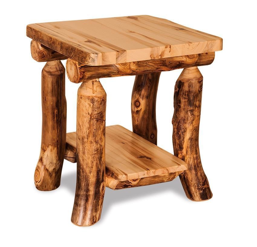 Rustic Log Cabin Small Night Stand from DutchCrafters Amish Furniture