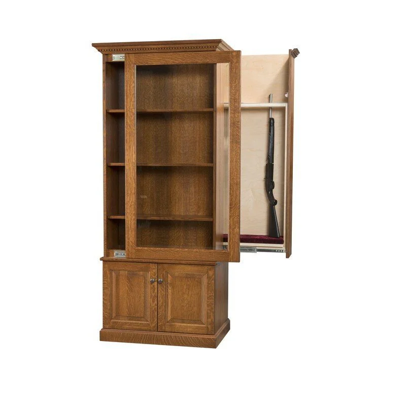 Bookcase with Sliding Door and Hidden Gun Cabinet from DutchCrafters