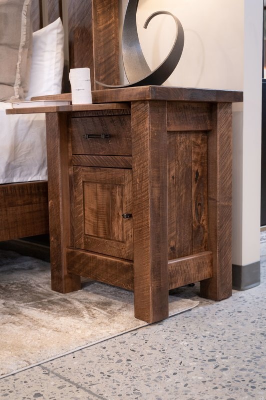 Rustic Wood Nightstand Cabinet with Drawer from DutchCrafters Amish