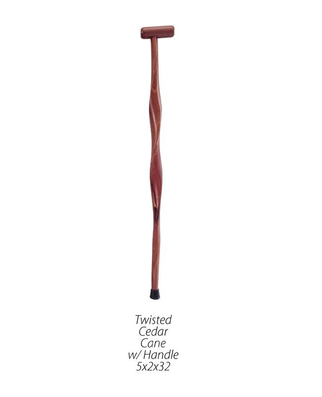 Twisted Hardwood Walking Cane with Handle from DutchCrafters Amish