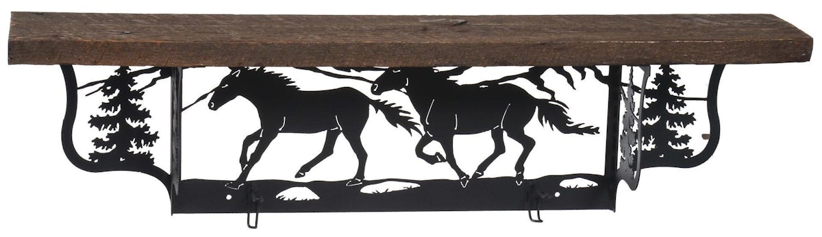 Rustic Shelf with Horses From DutchCrafters Amish Furniture