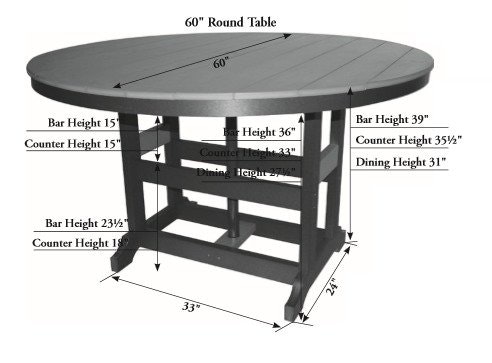 Berlin Gardens Garden Classic 60" Round Dining Poly Patio Table from