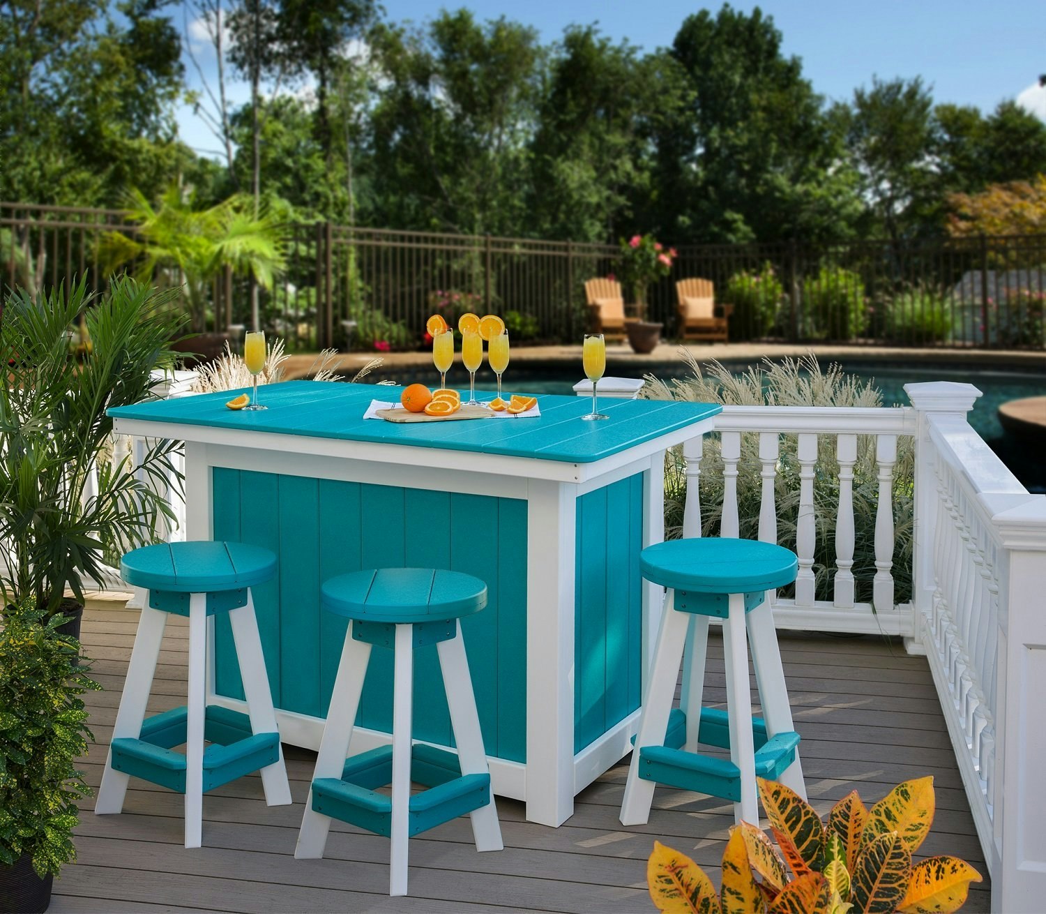 Poly 62" Patio Island Bar with Storage Shelves | DutchCrafters