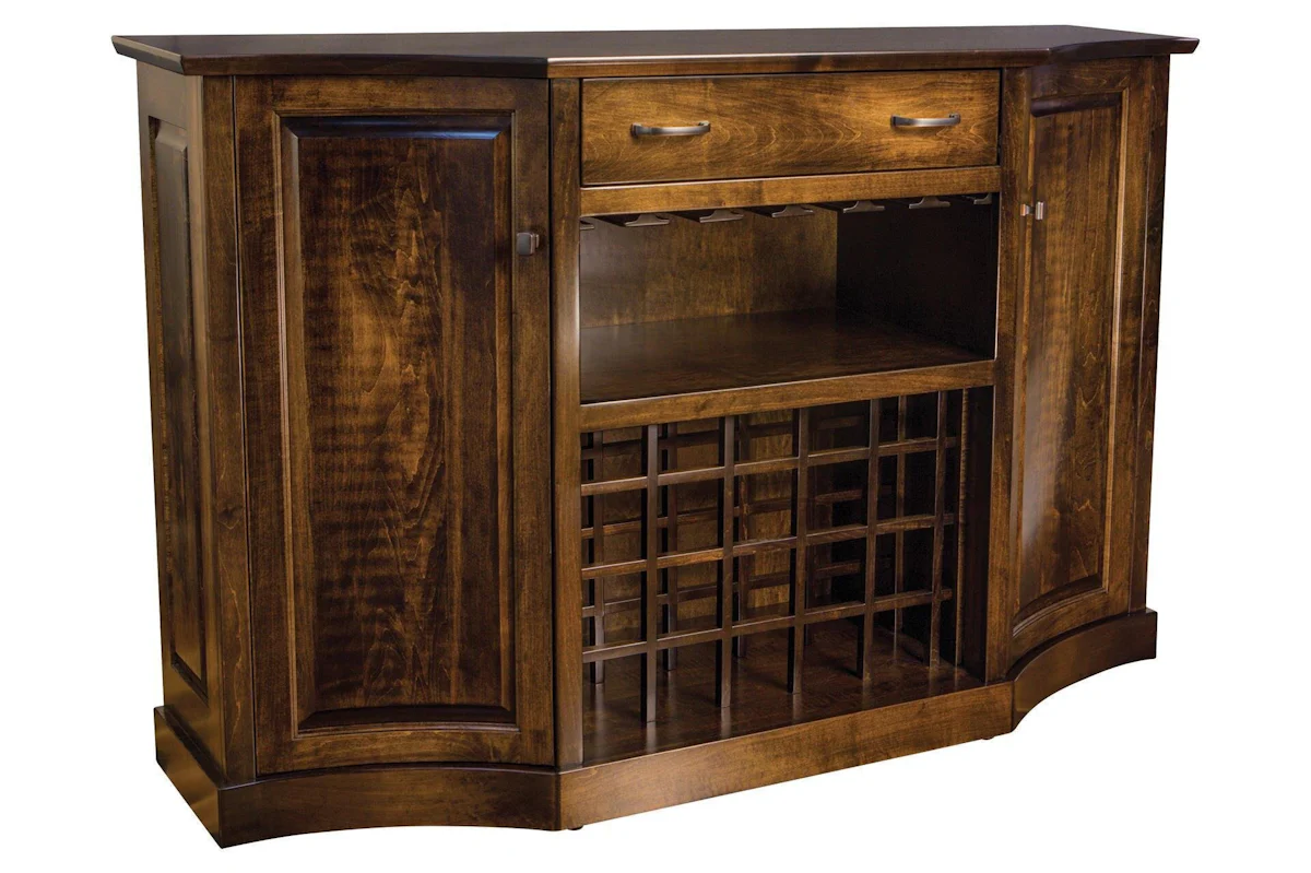 Custom Made Solid Wood Bar and Wine Cabinet - Amish Handcrafted
