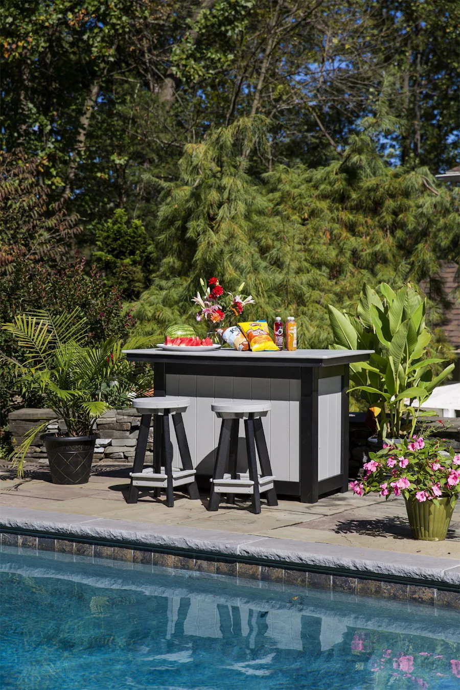 Poly 3-Piece Patio Island Bar Set with Barstools | DutchCrafters