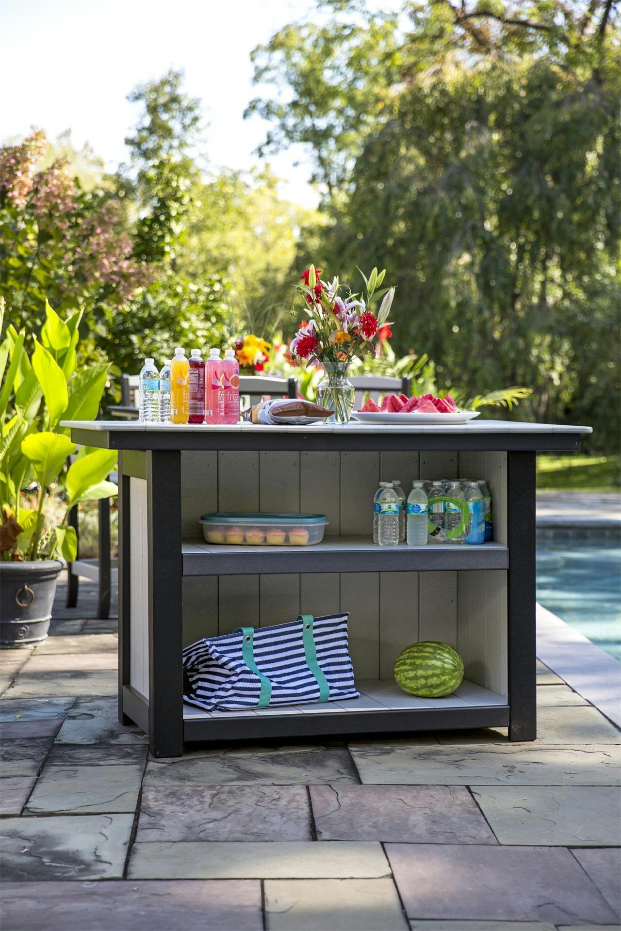 Poly 3-Piece Patio Island Bar Set with Barstools | DutchCrafters
