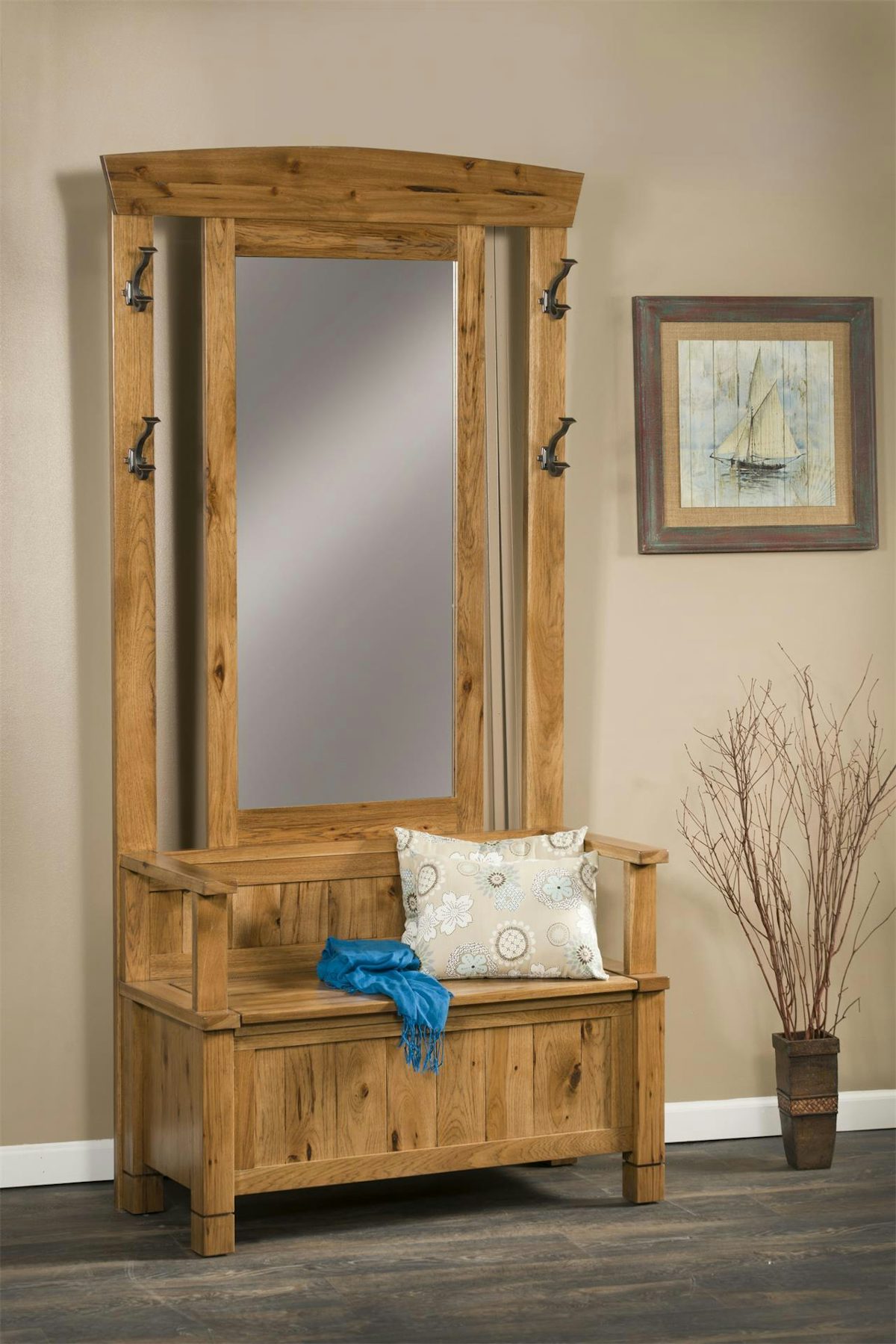 40" Rustic Entryway Hall Tree from DutchCrafters Amish Furniture