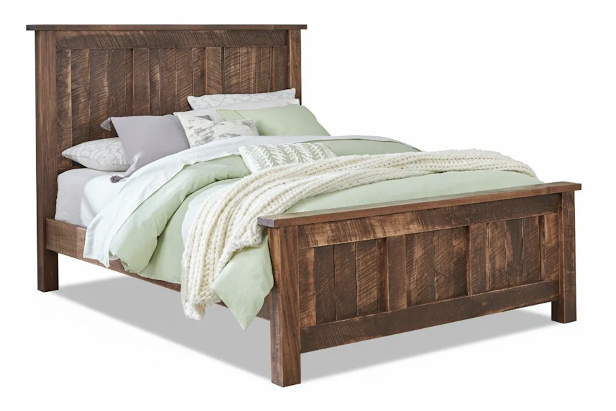 Rustic Farmhouse Style Panel Bed in Solid Wood - Made in USA