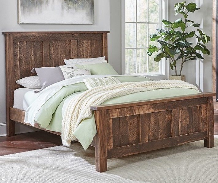 Rustic Farmhouse Style Panel Bed in Solid Wood - Made in USA