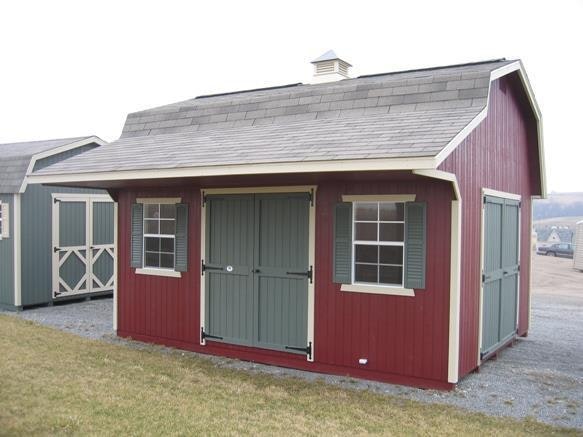 Classic Small Barn with Overhang from DutchCrafters Amish Furniture