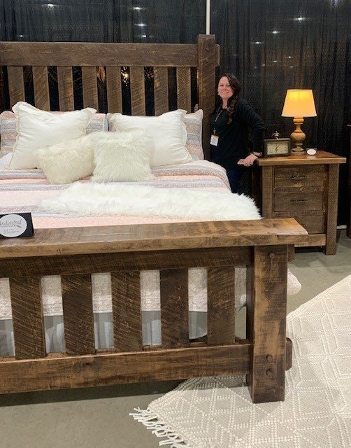 King Size Rustic Bed Frame with Tall Headboard - Quick Ship