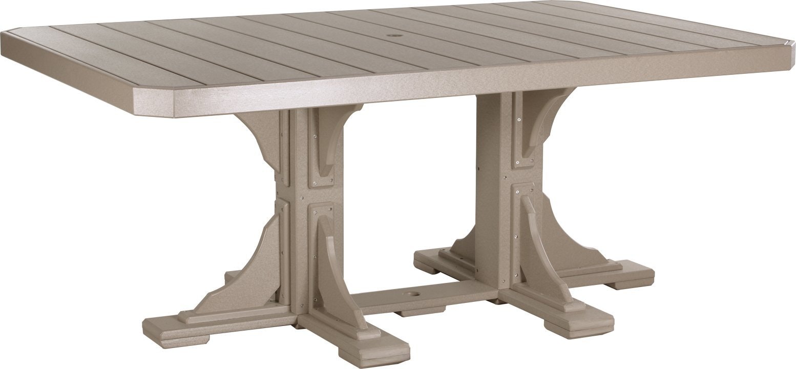 LuxCraft 4' x 6' Rectangular Pedestal Base Patio Dining Table