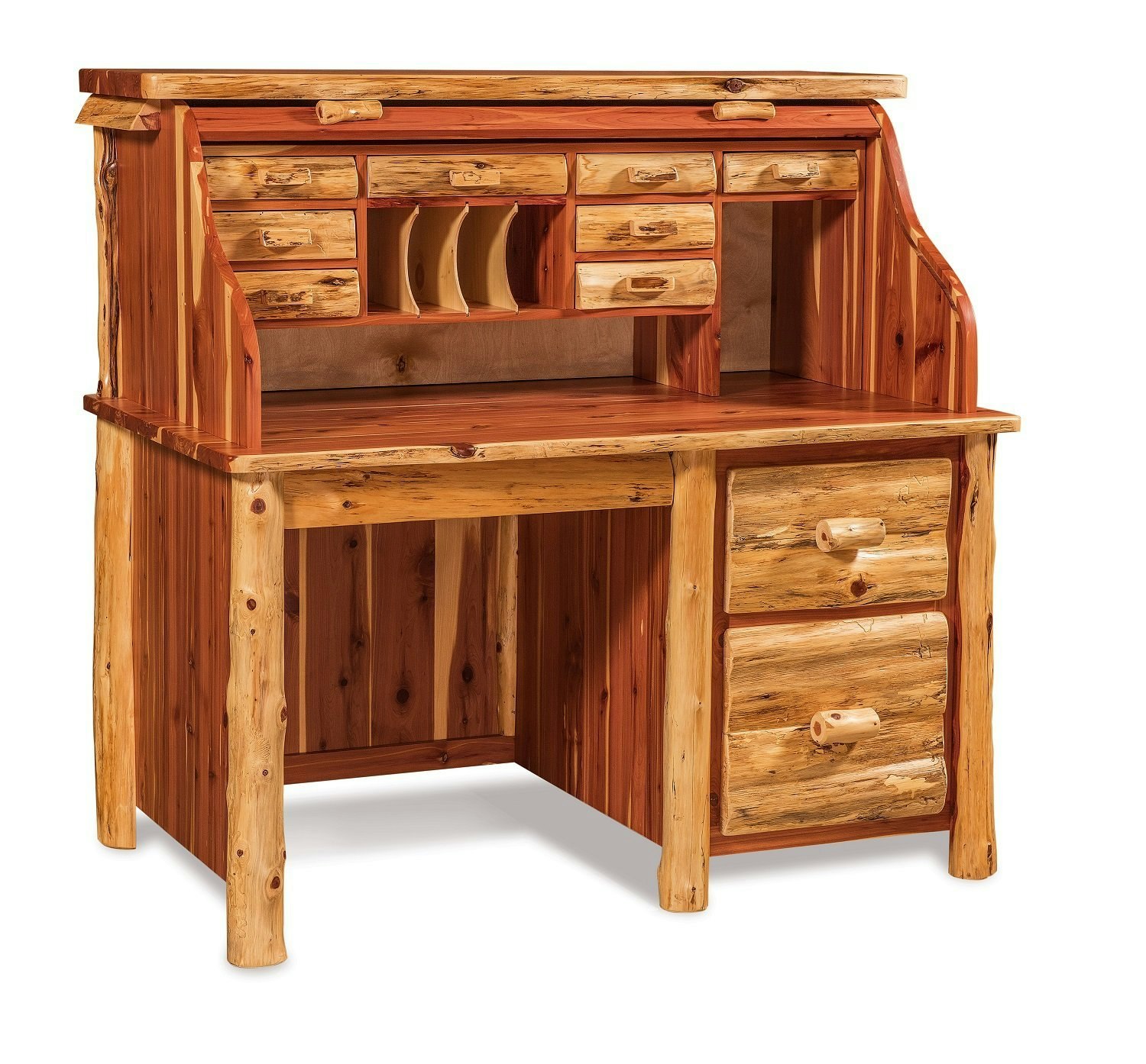 Rustic Log Rolltop Desk | Amish Handcrafted Log Furniture