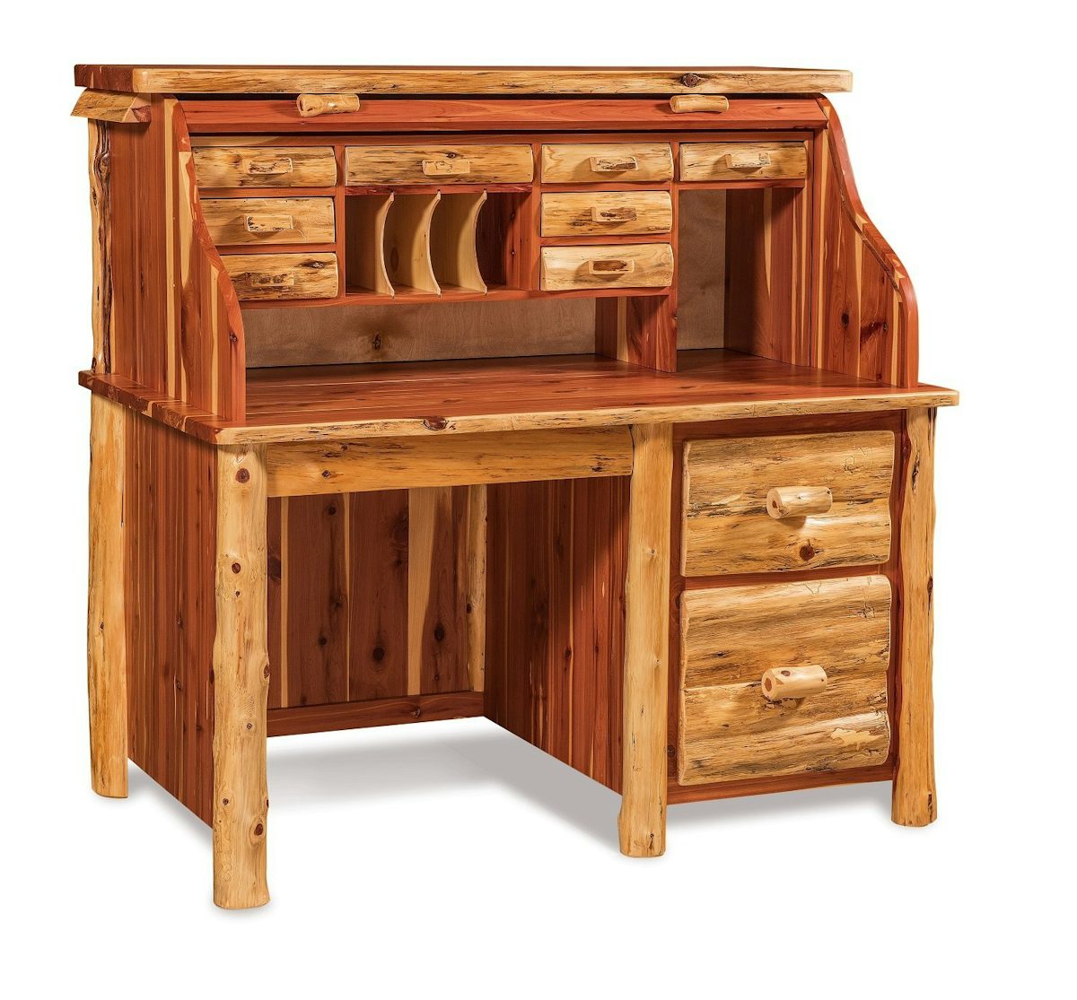 Rustic Log Rolltop Desk | Amish Handcrafted Log Furniture