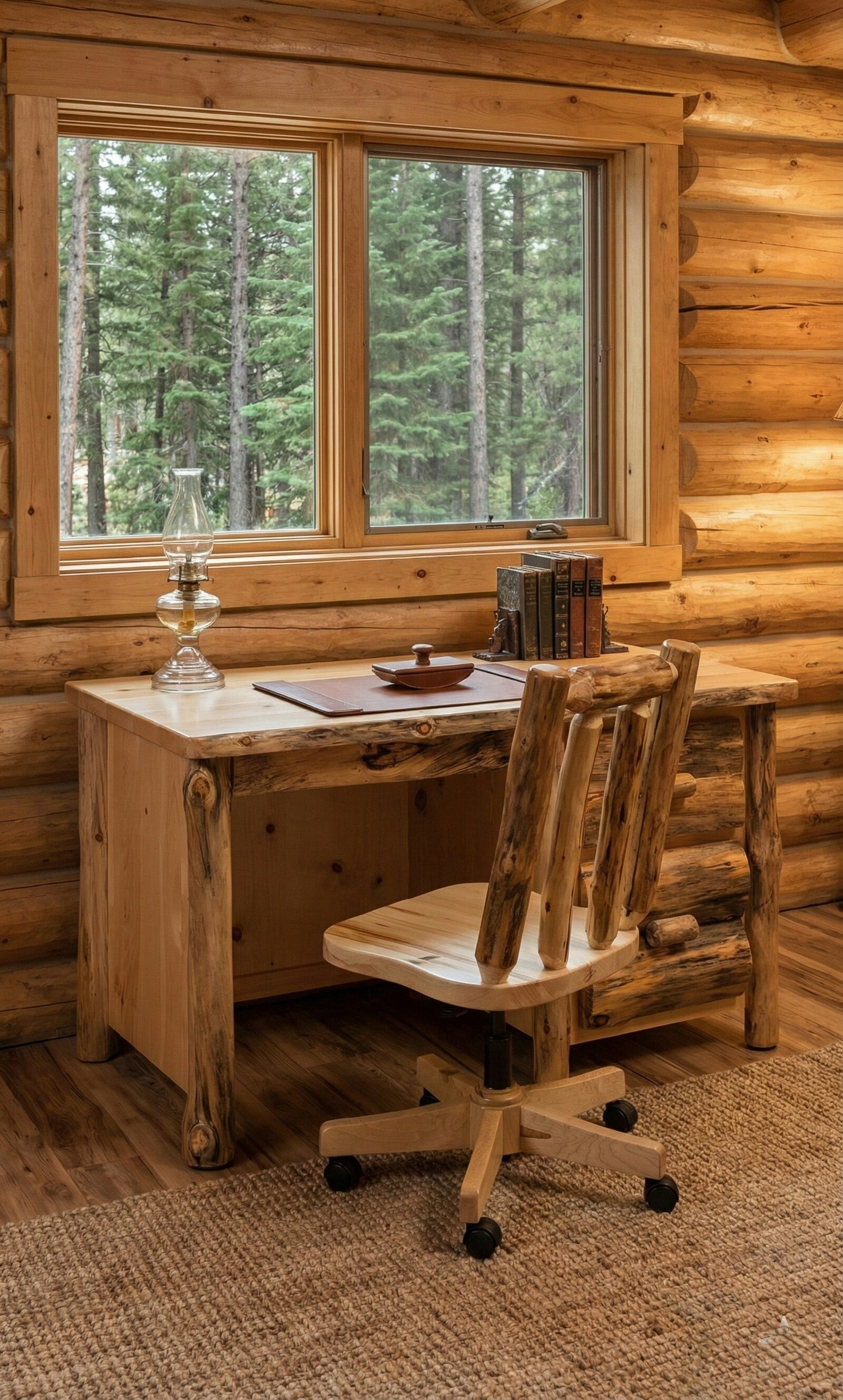 Rustic Log Desk Chair | DutchCrafters Amish Log Furniture