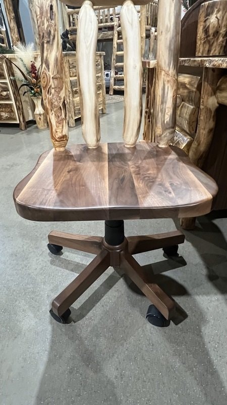 Rustic Log Desk Chair | DutchCrafters Amish Log Furniture