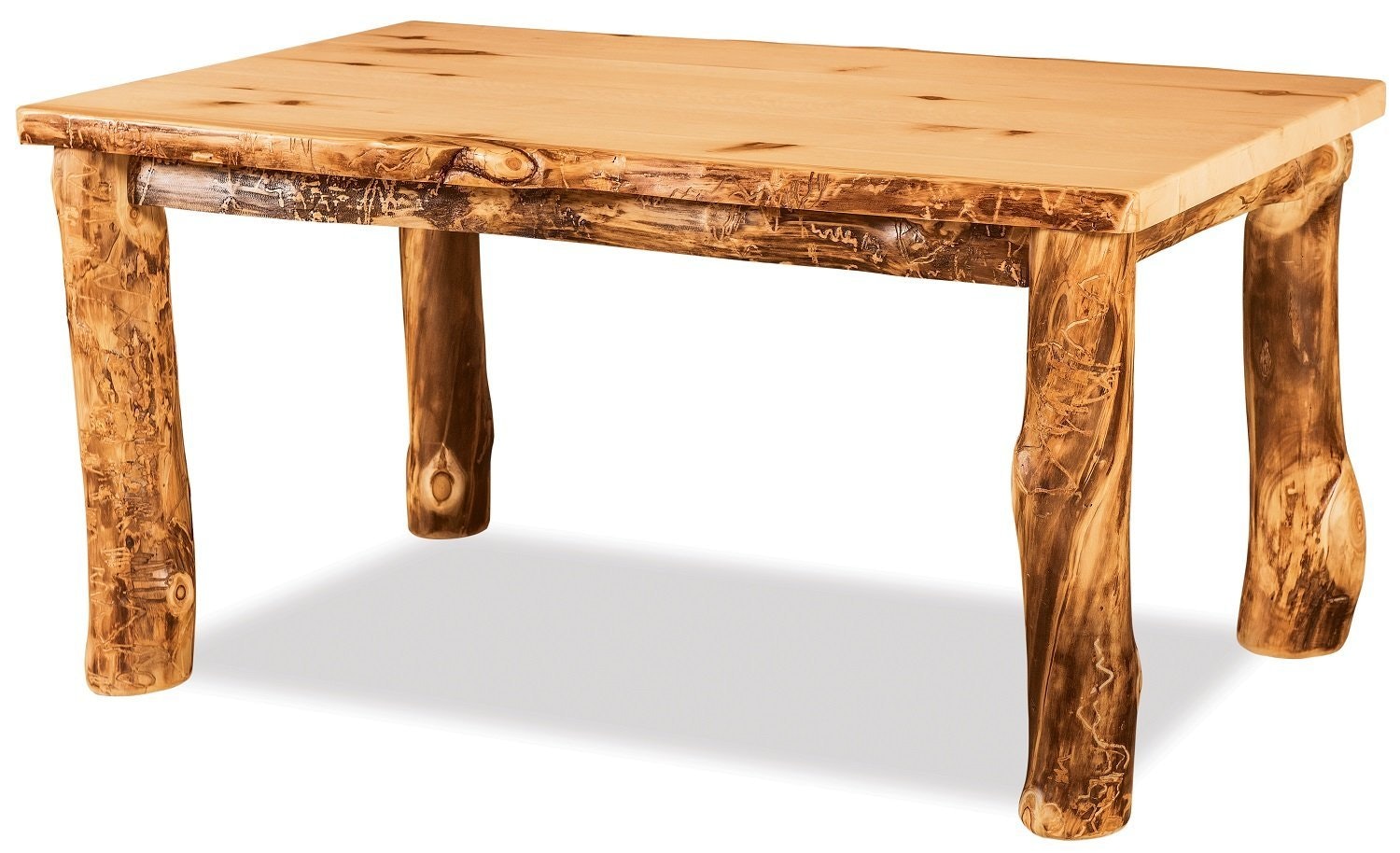 Solid Wood Dining Table with Rustic Log Legs | DutchCrafters