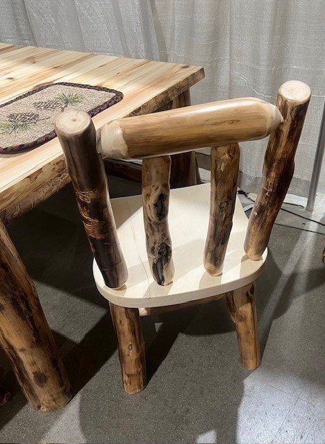 Solid Wood Dining Table with Rustic Log Legs | DutchCrafters