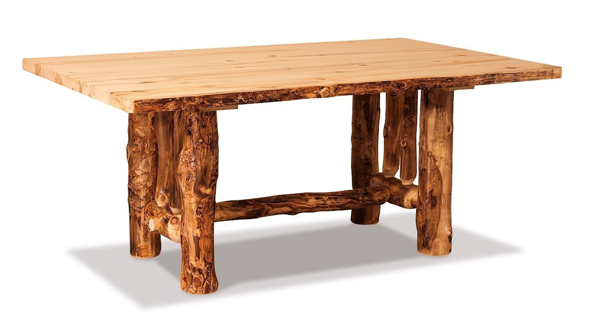Rustic Log Trestle Dining Table from Dutchcrafters Amish Furniture