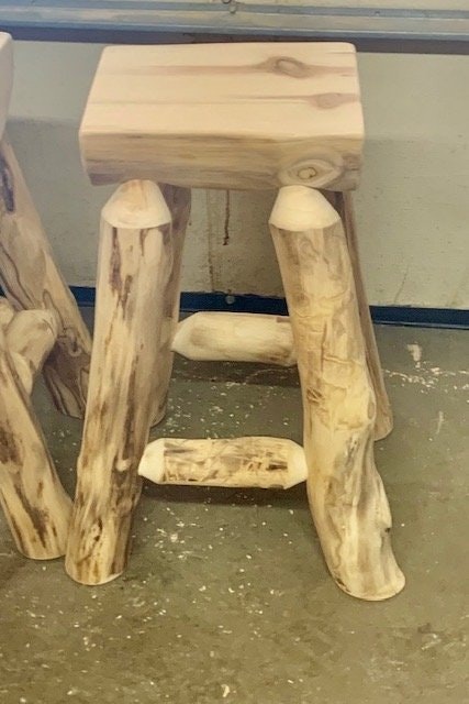 Handcrafted Log Square Stool with Rustic Charm | DutchCrafters