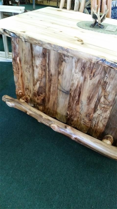 Rustic Log Counter Height Kitchen Island | Amish Made Log Furniture
