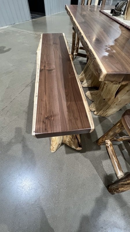 Handcrafted Log Bench with Stump-Style Legs | DutchCrafters