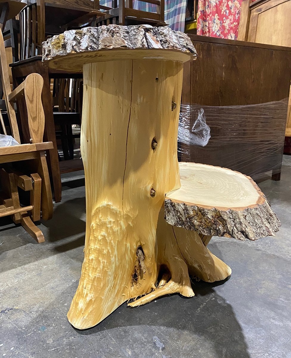 Double-Slab Stump End Table with Rustic Appeal | DutchCrafters