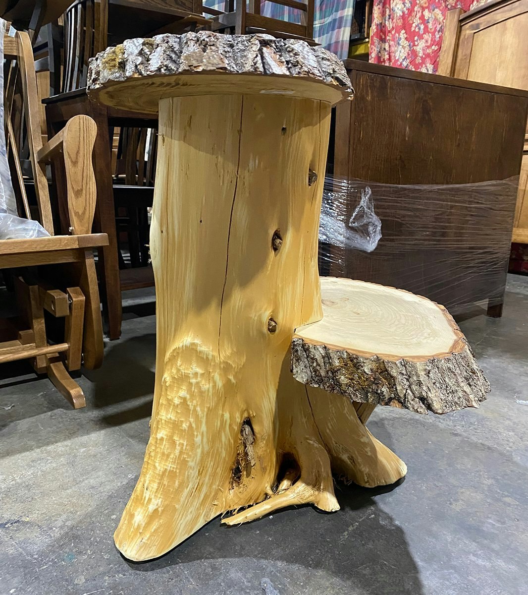 Double-Slab Stump End Table with Rustic Appeal | DutchCrafters