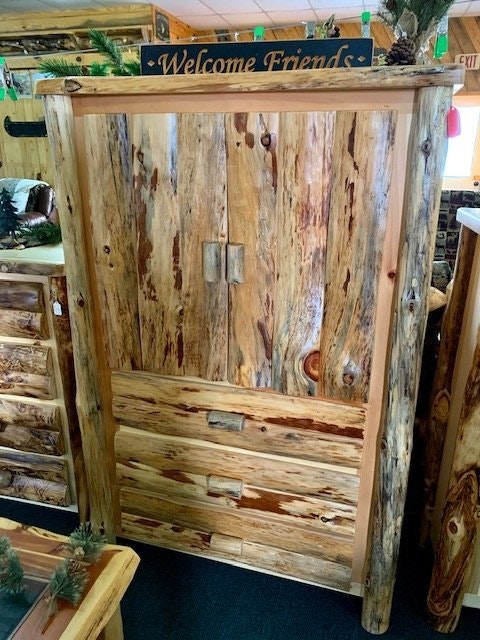 Amish Rustic Log 3-Drawer Wardrobe Cabinet | DutchCrafters